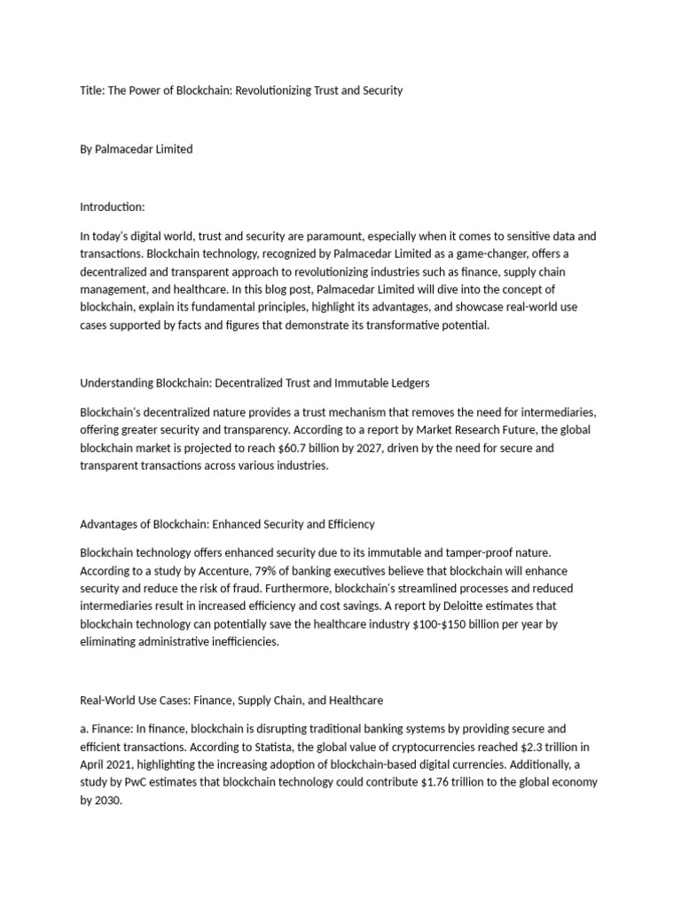 The Power of Blockchain | PDF | Economies | Service Industries