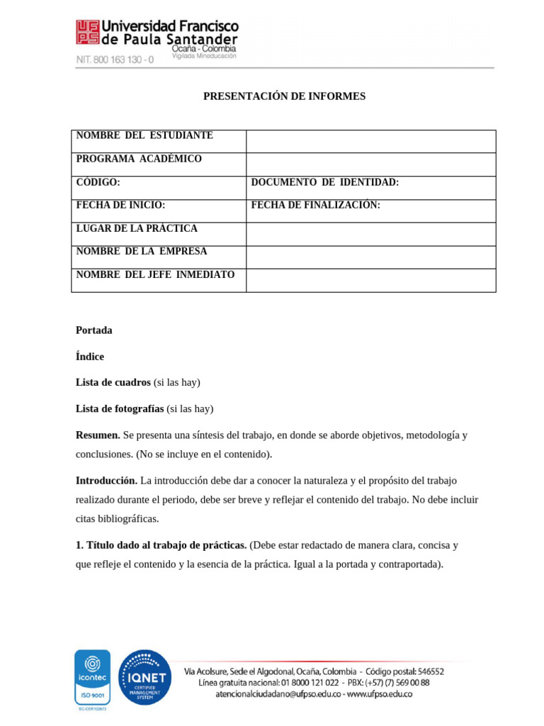 PROTOCOLO PARA PRESENTACIÓN DE INFORMES 2025 Actual | PDF | Análisis FODA