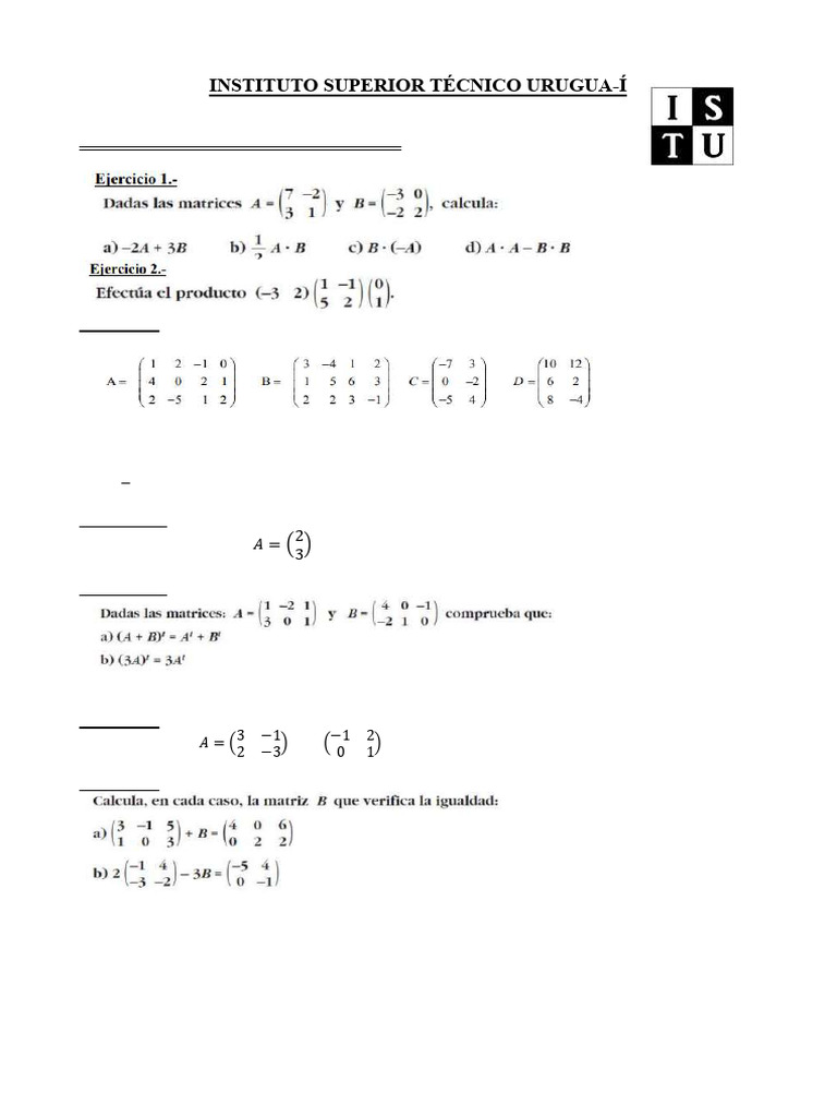 3 - 2 Matrices (Trabajo Práctico) | PDF