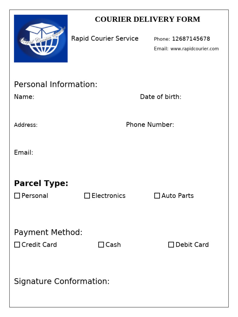 COURIER DELIVERY FORM | PDF