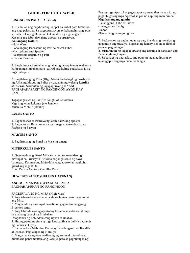 Guide For Holy Week | PDF