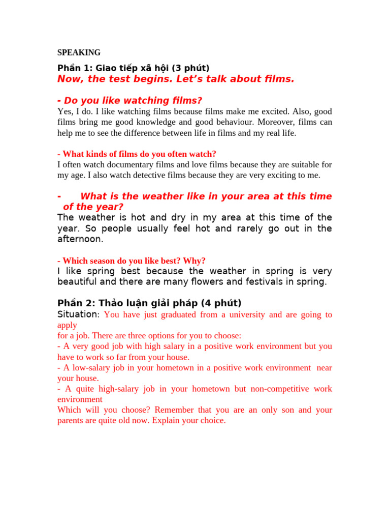 Speaking Practice Test 2 Pdf