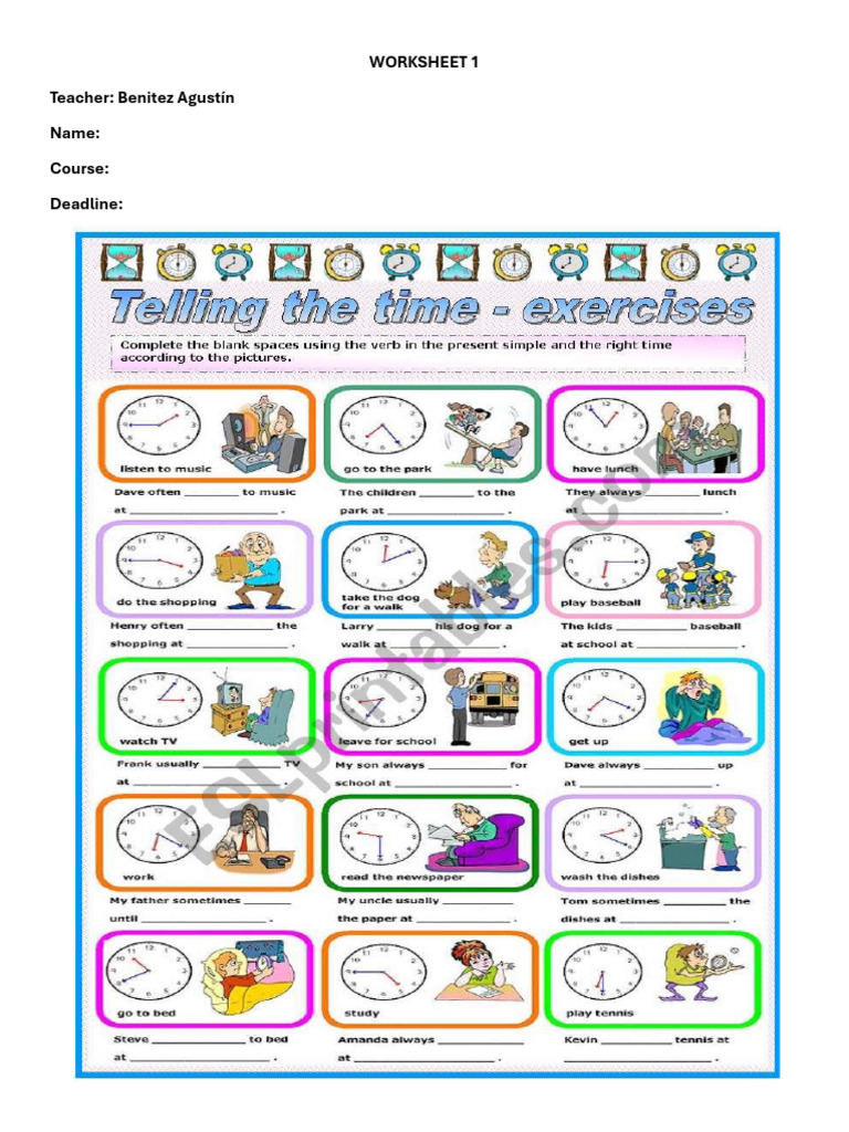Present Simple - The Time Worksheet 1 2do 2da CB | PDF