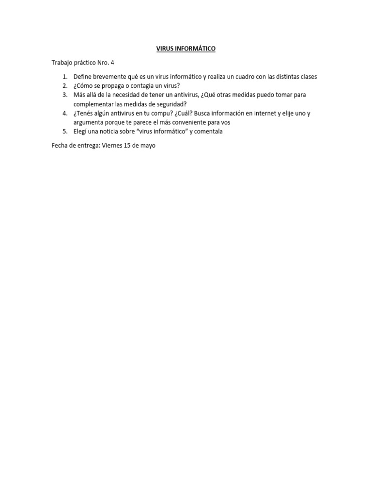 4º A y B - Nticx - Virus informático TP 4 | PDF