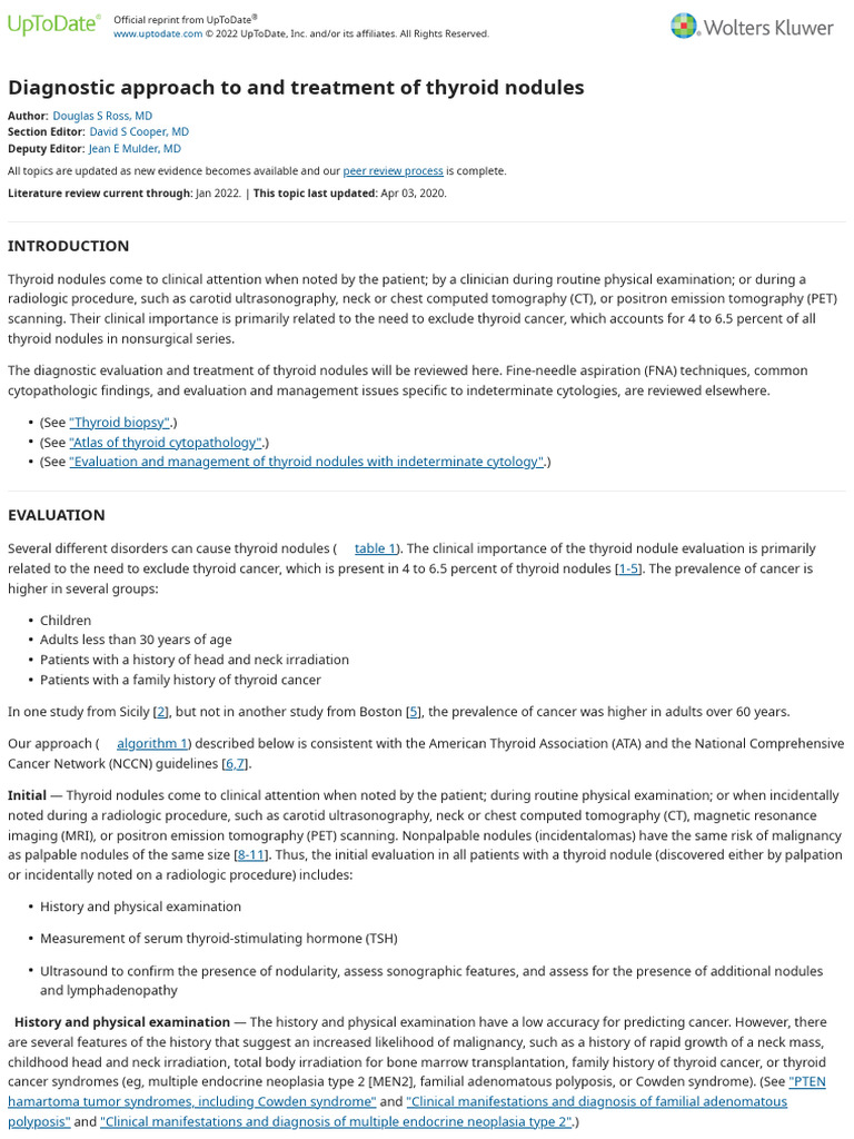 Thyroid Diagnostic Approach to and Treatment of Thyroid Nodules | PDF ...