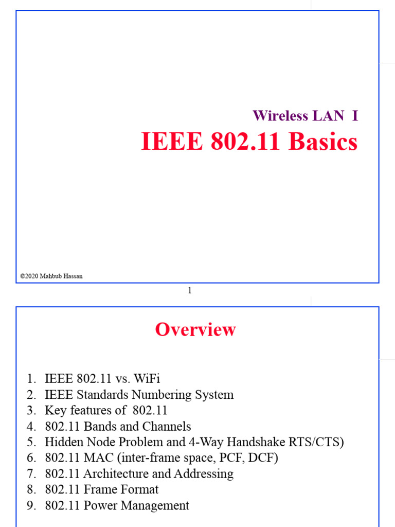 IEEE 802.11 Wireless LAN Overview | PDF | Ieee 802.11 | Wi Fi