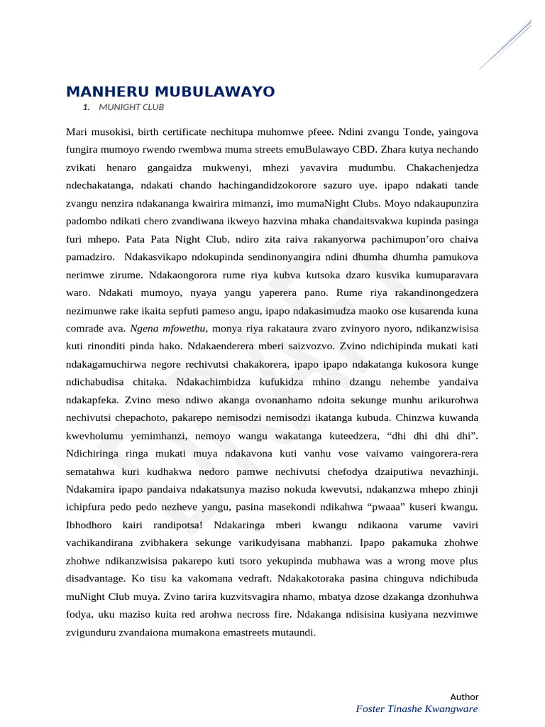 Ngano Volume 1: Manheru muBulawayo | PDF