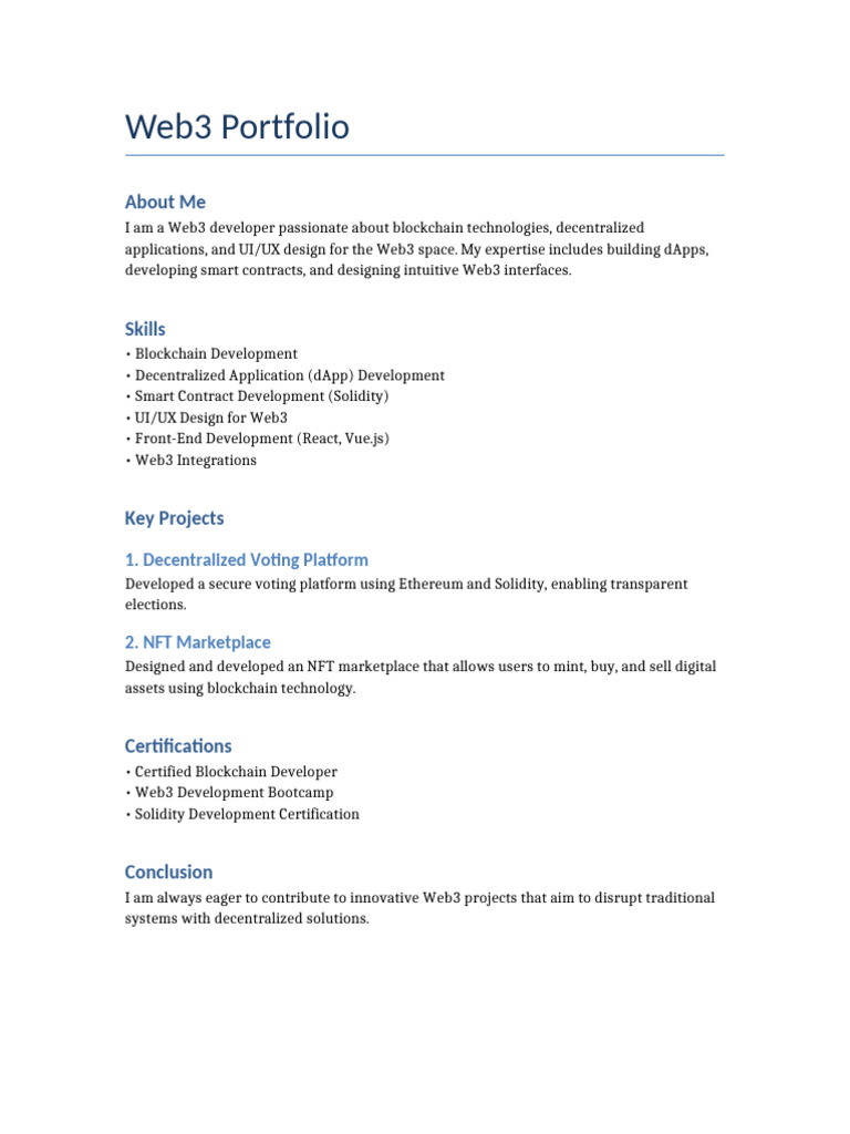 Simple Web3 Portfolio | PDF