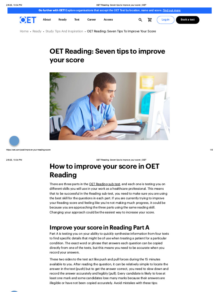 OET Reading_ Seven Tips to Improve Your Score _ OET | PDF | Adjective | Adverb