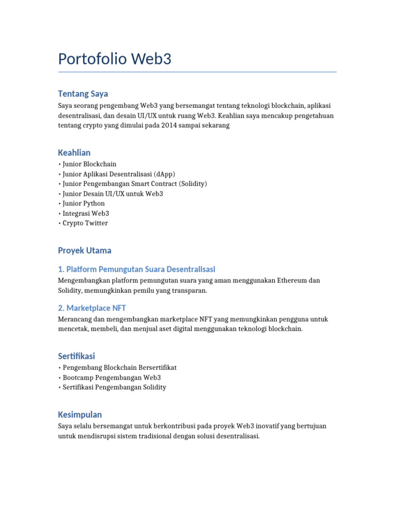 Portofolio Web3 Sederhana | PDF