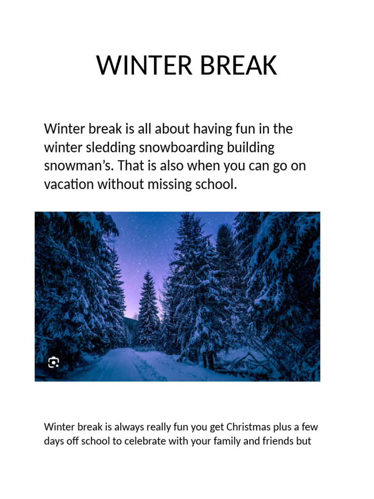 Fun Activities for Winter Break | PDF