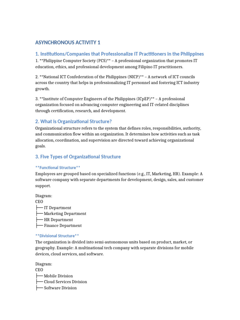 Asynchronous Activity 1 | PDF | Organizational Structure | Business