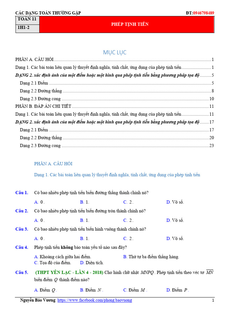 Cac Dang Toan Phep Doi Hinh Va Phep Dong Dang Trong Mat Phang | PDF