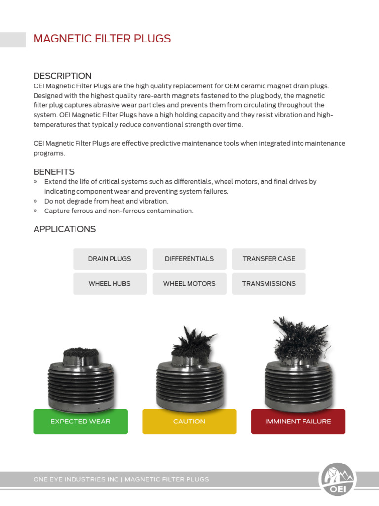 OEI Magnetic Filter Plugs Overview | PDF | Wear | Materials