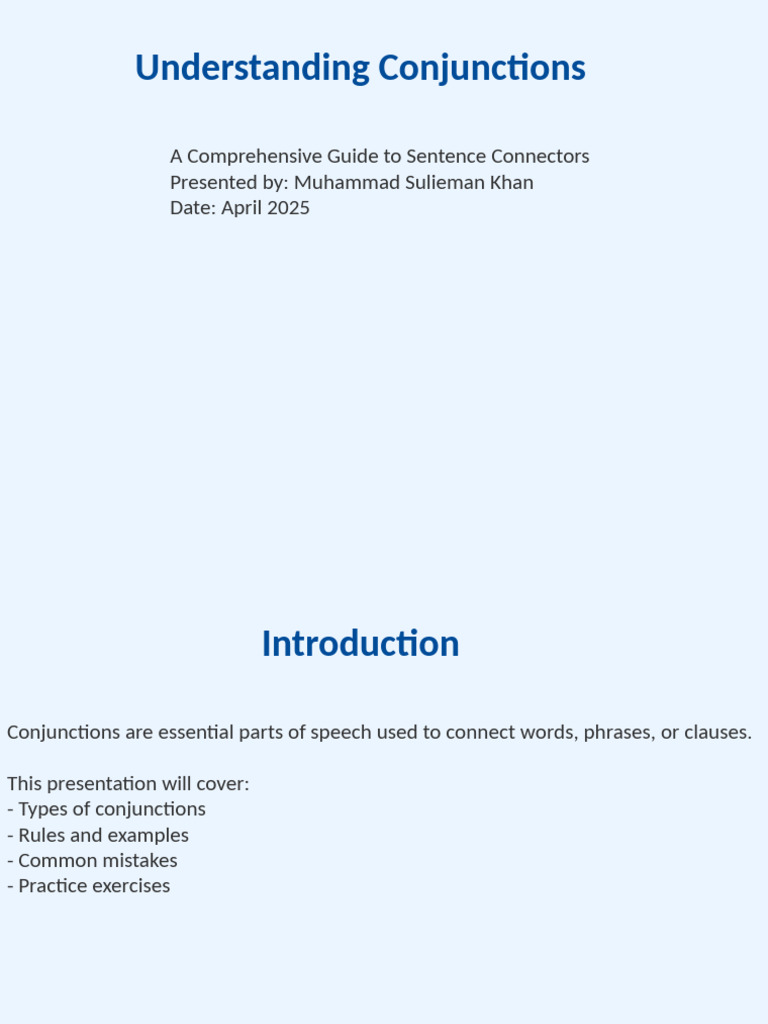 Conjunctions Presentation Education Template | PDF | Semantic Units | Semantics