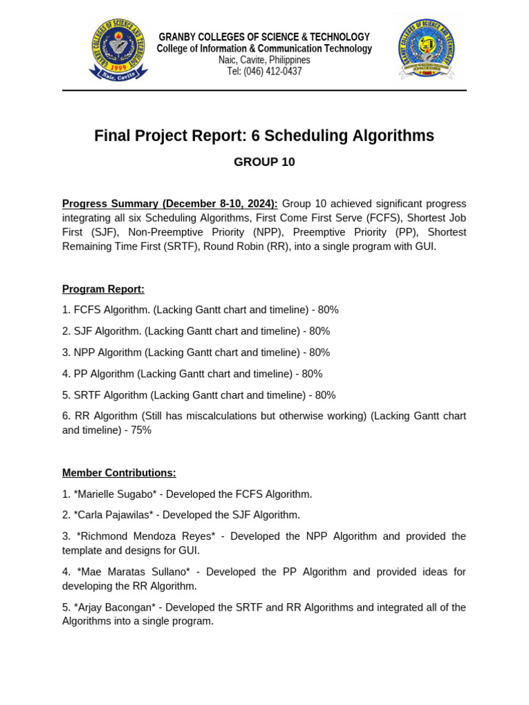 Final Project - Progress Report Group 10 | PDF
