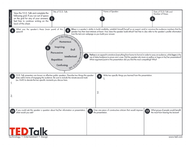 Ted Talk Worksheet | PDF