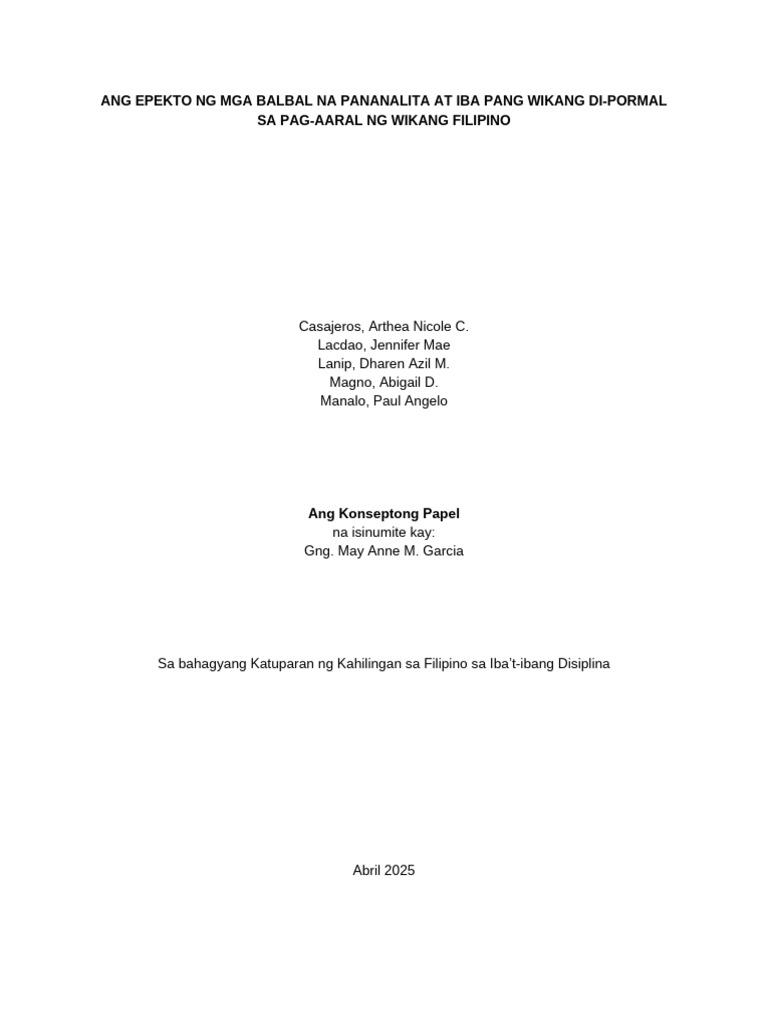 Concept Paper TItle 1 | PDF