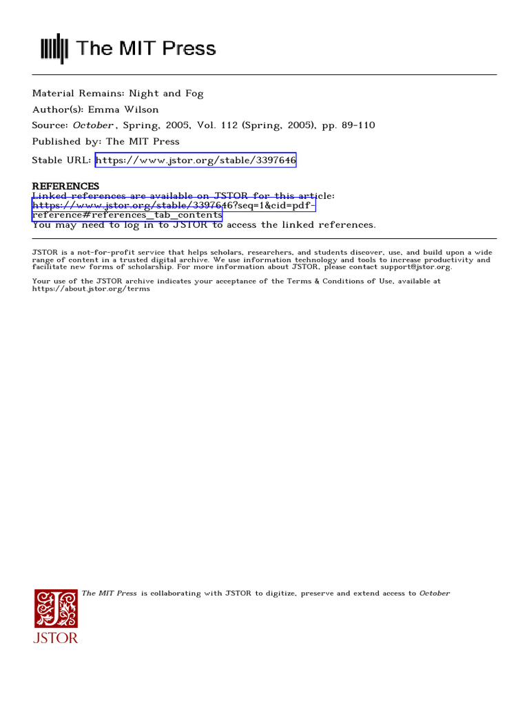 Wilson MaterialRemainsNight 2005 | PDF