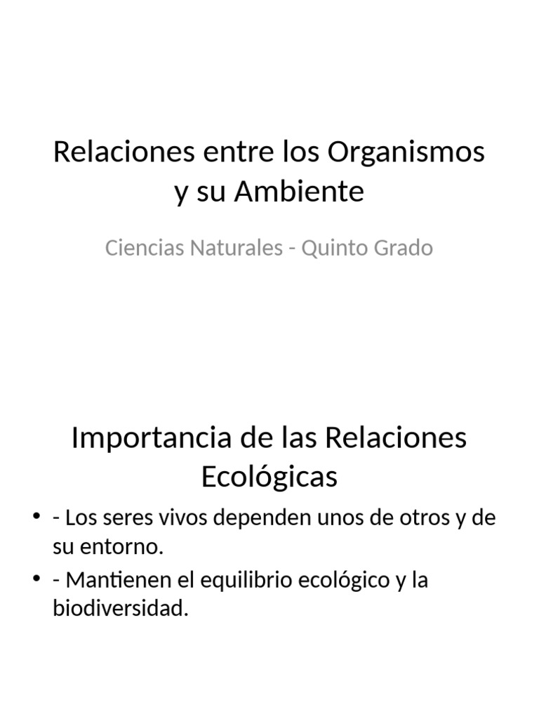 Relaciones Organismos Ambiente | PDF