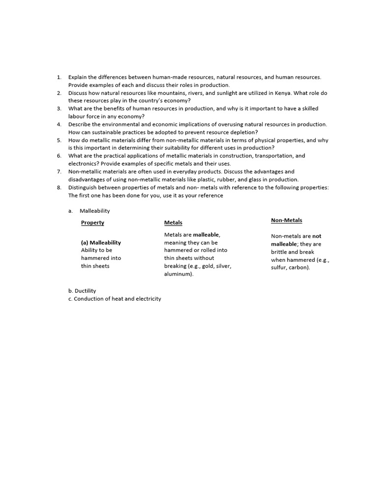 Grade 7 Pretech & Computer April Holiday Assignment | PDF | Ductility ...
