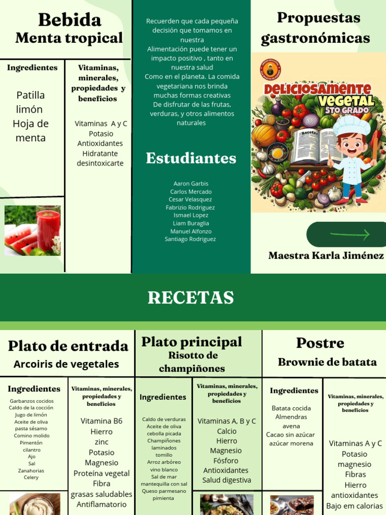 Triptico Deliciosamente Vegetal, 5to Grado - 20250405 - 153617 - 0000 | PDF | Vegetales | Alimentos