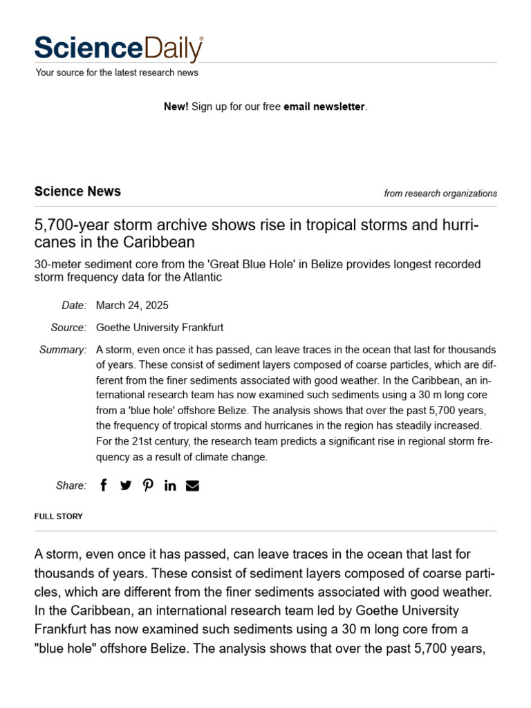 5,700-Year Storm Archive Shows Rise in Tropical Storms and Hurricanes ...