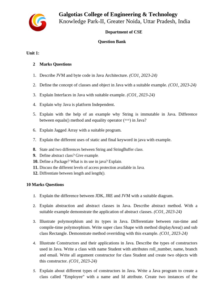 Unit 1 Important Questions Pdf Method Computer Programming Class Computer Programming