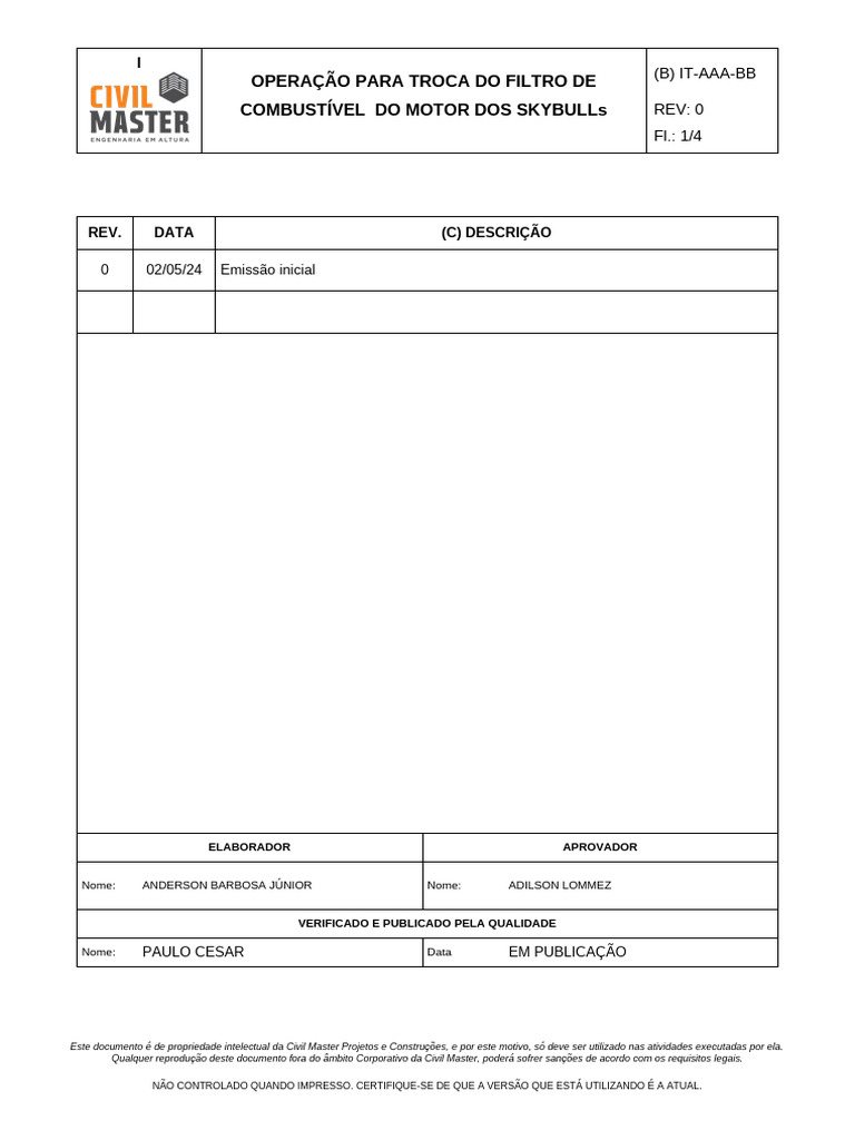 7 - It - Ropeway - Skybull - Troca Do Filtro de Combustível | PDF