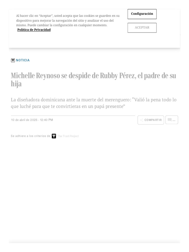 Michelle Reynoso se despide de Rubby Pérez, el padre de su hija - El Nuevo Día | PDF | Cookie HTTP