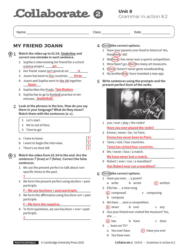 COL - TRB2 - Video Worksheets - Grammar in Action - Unit 8 - With ...