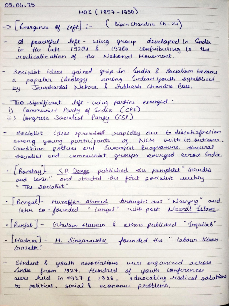 Rise of Left (Bipin Chandra) | PDF