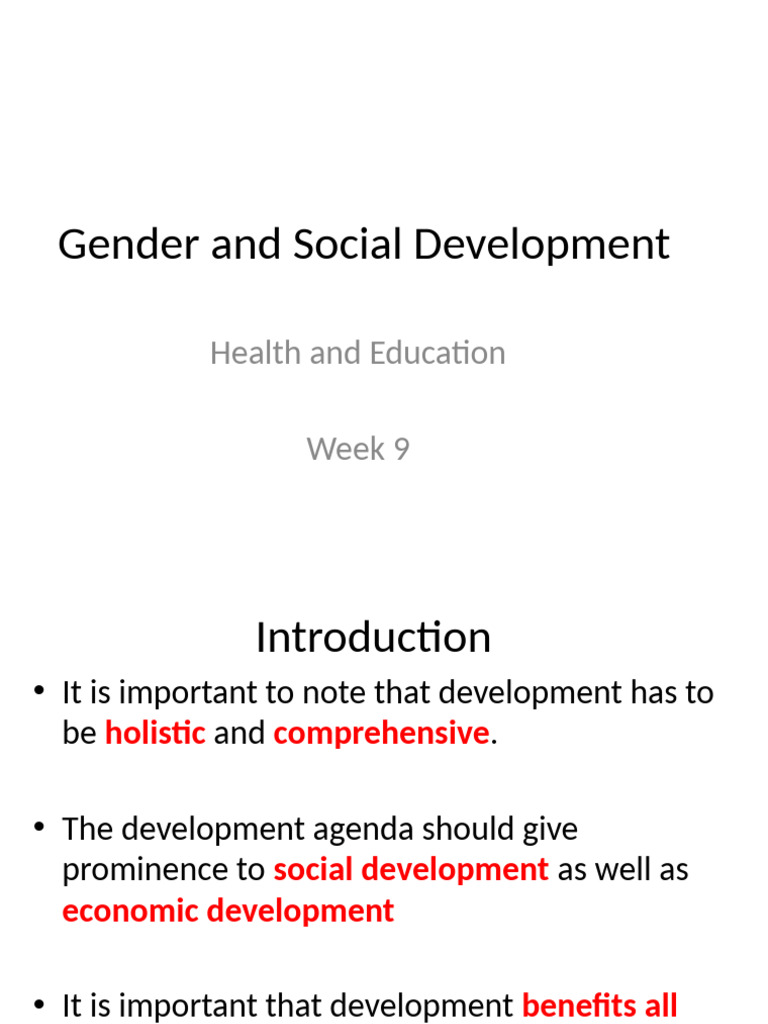 Gender and Social Development | PDF | Woman | Non Communicable Disease
