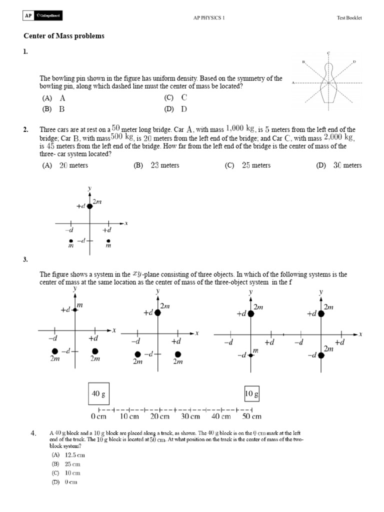 Center of Mass Problems | PDF