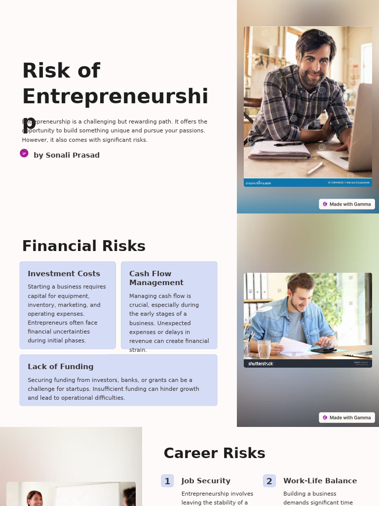 Risks of Entrepreneurship Explained | PDF | Entrepreneurship | Startup ...