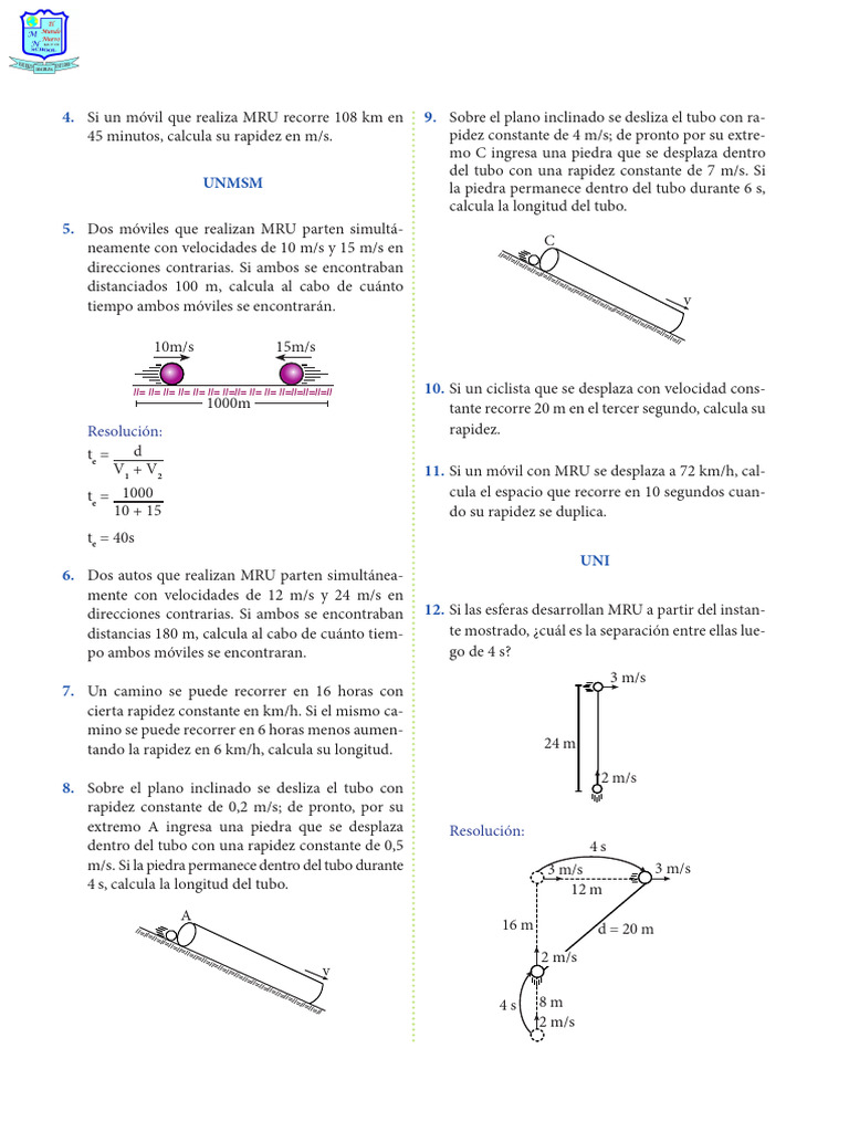 4_Ejercicios-de-Movimiento-Rectilíneo-Uniforme-para-TERCERO-Grado-de-Secundaria | PDF