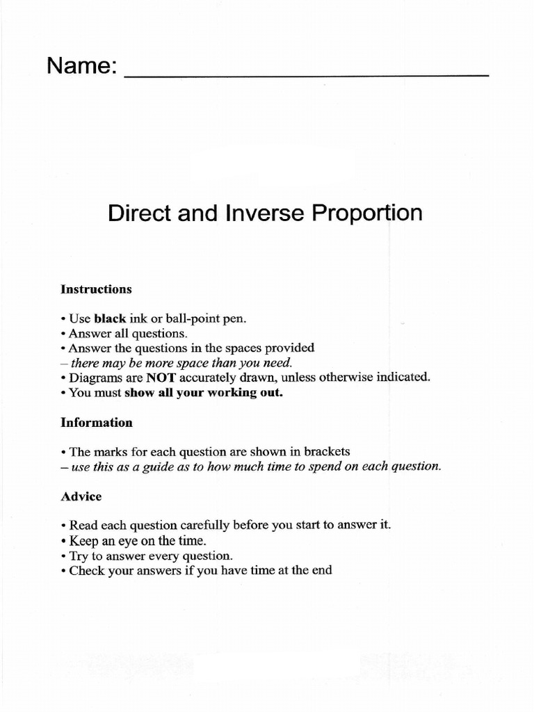 7 Direct and Inverse Proportionans1 | PDF