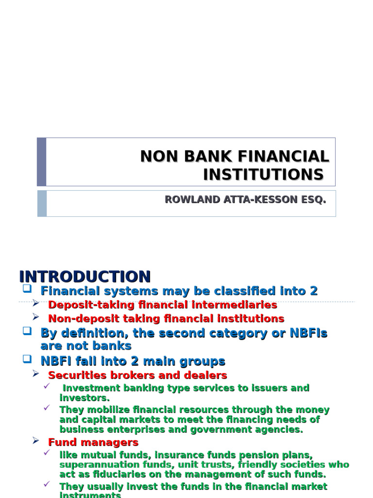 Understanding Non-Bank Financial Institutions | PDF | Lease | Loans
