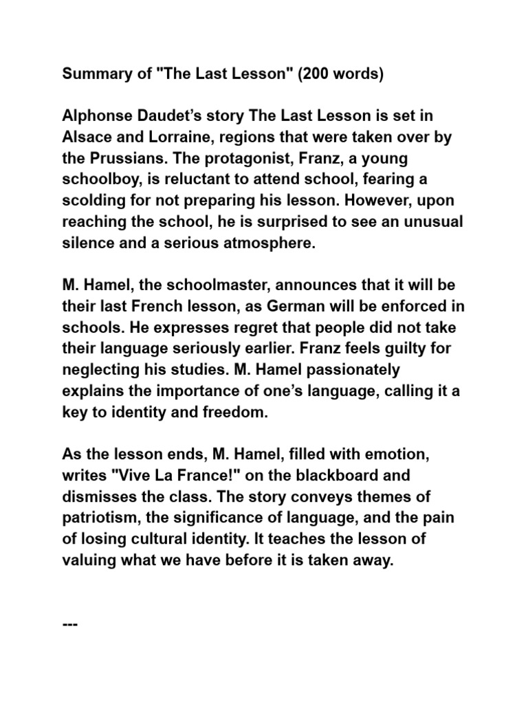 Lesson 1 - THE LAST LESSON | PDF