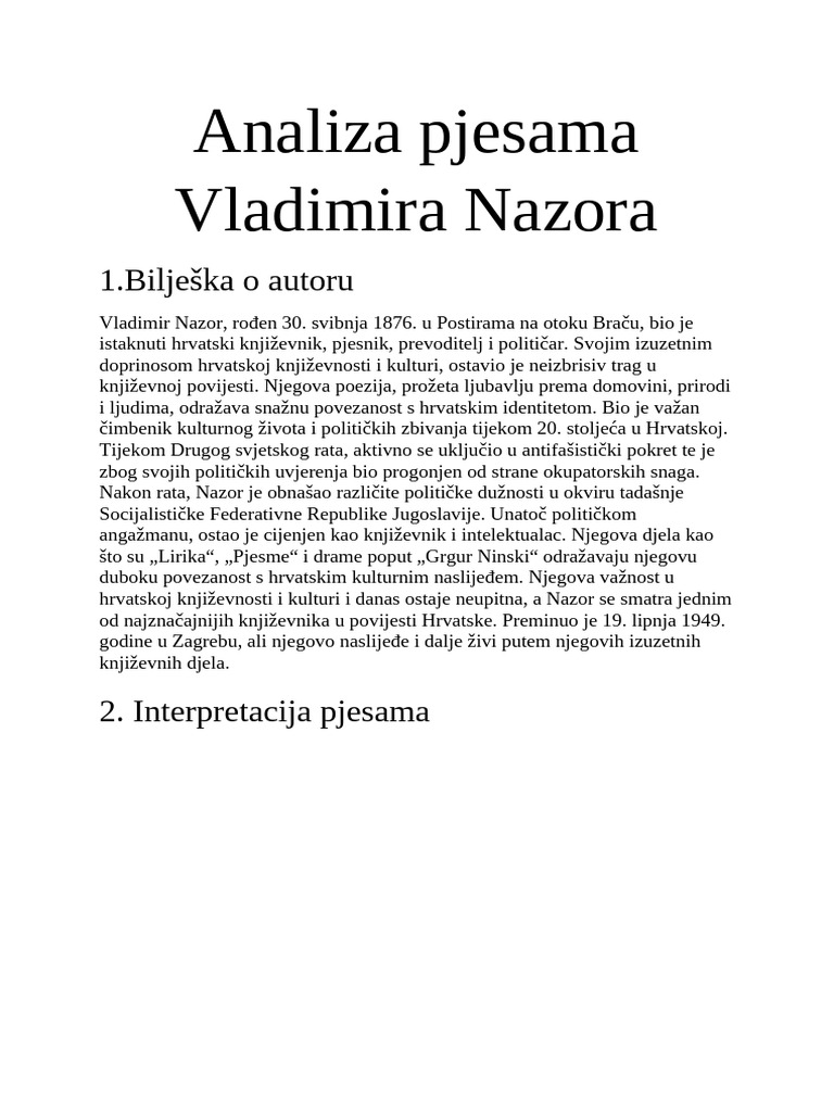 Vladimir Nazor | PDF