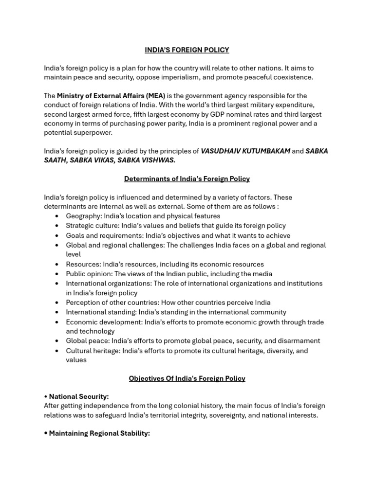 India's Foreign Policy | PDF | Non Aligned Movement | Diplomacy