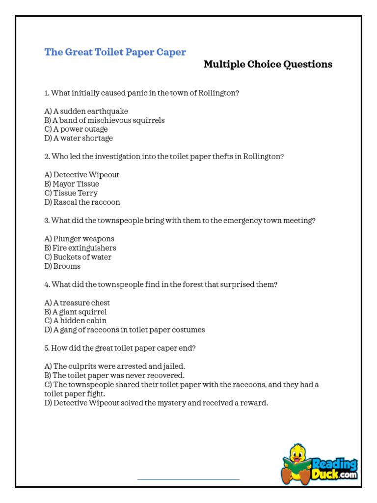 Great Toilet Paper Caper Quiz | PDF