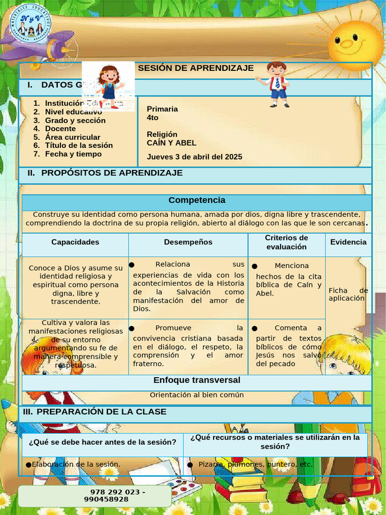 4° Ses Relig - Cain y Abel - Jueves 3 Abril | PDF | Adán y Eva ...