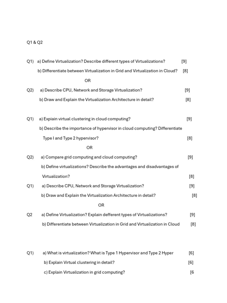 Cloud Computing All pyq's | PDF | Virtualization | Amazon Web Services