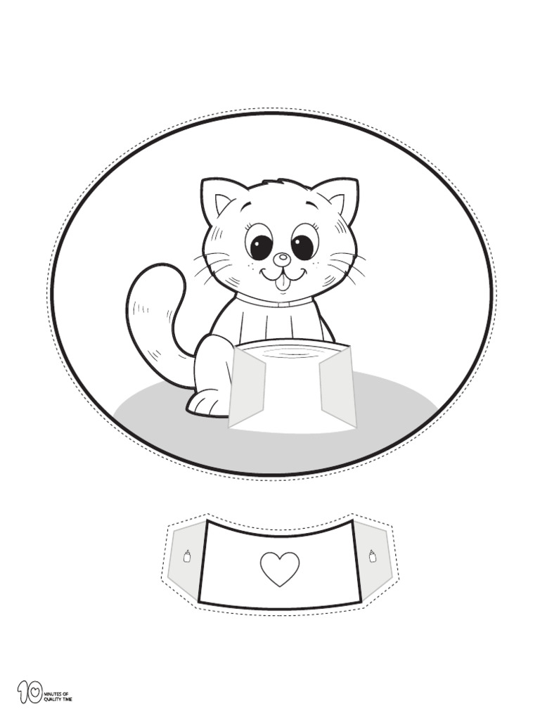 Cat Drinking Milk 3D Craft BW | PDF