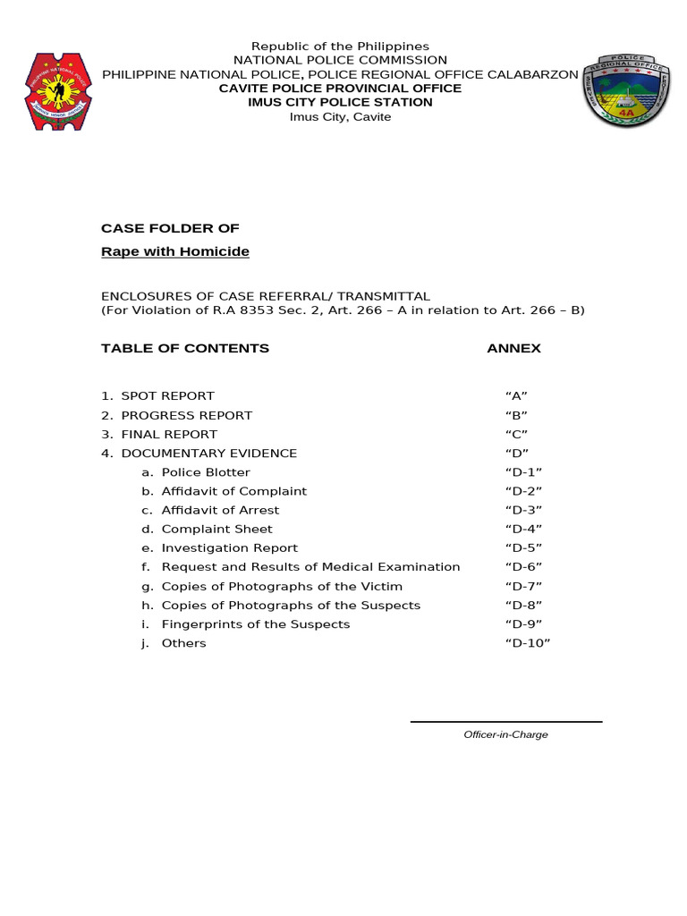 CASE FOLDER Converted Merged | PDF | Law Enforcement | Crime & Violence