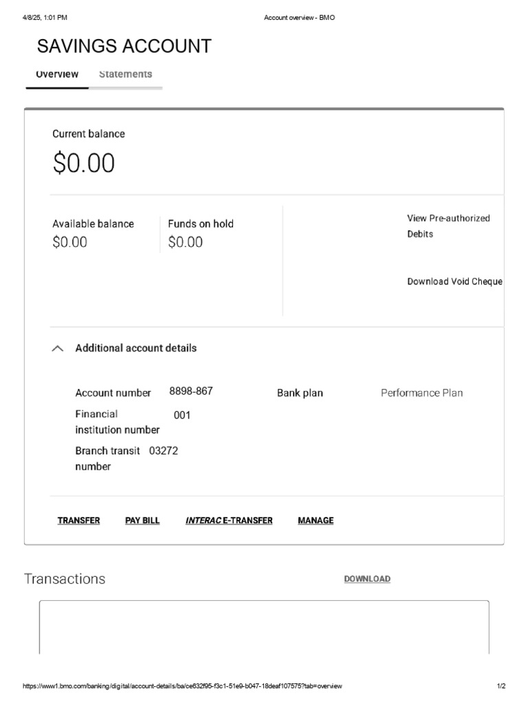 Account Overview - BMO - 1 - 1 | PDF