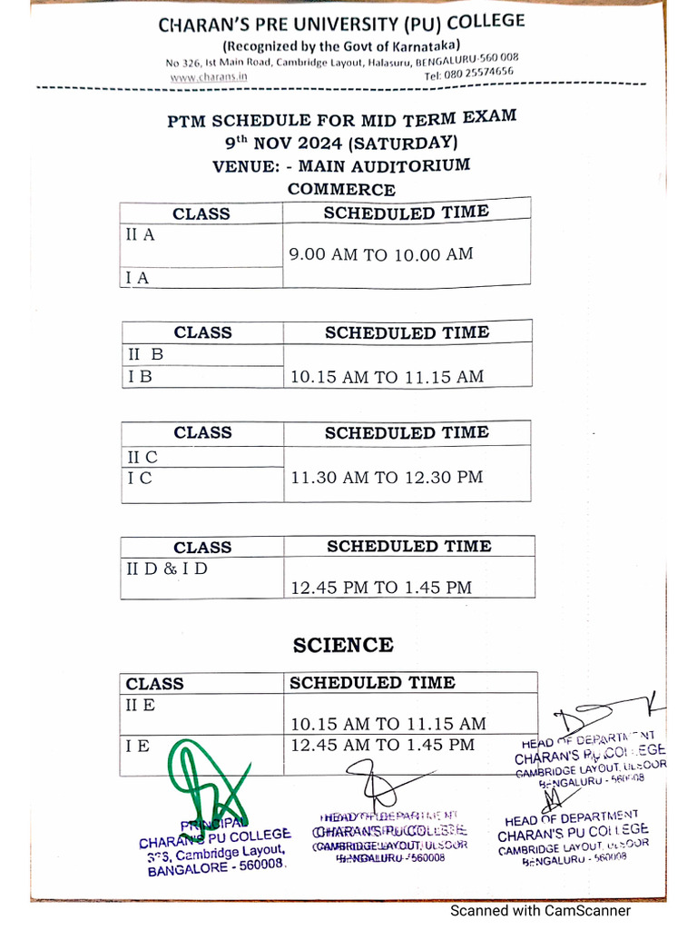 Mid Term PTM Schedule 2024 | PDF