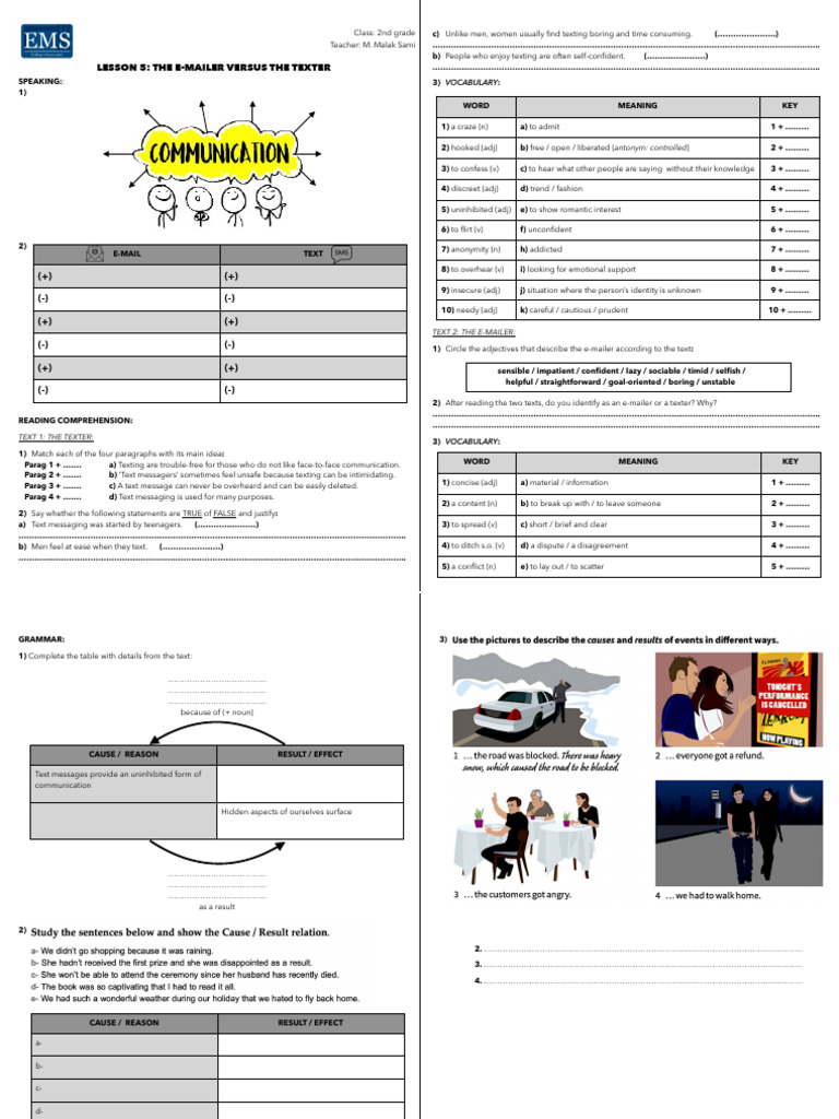 Lesson 5 Texter Vs Emailer | PDF | Communication | Human Communication
