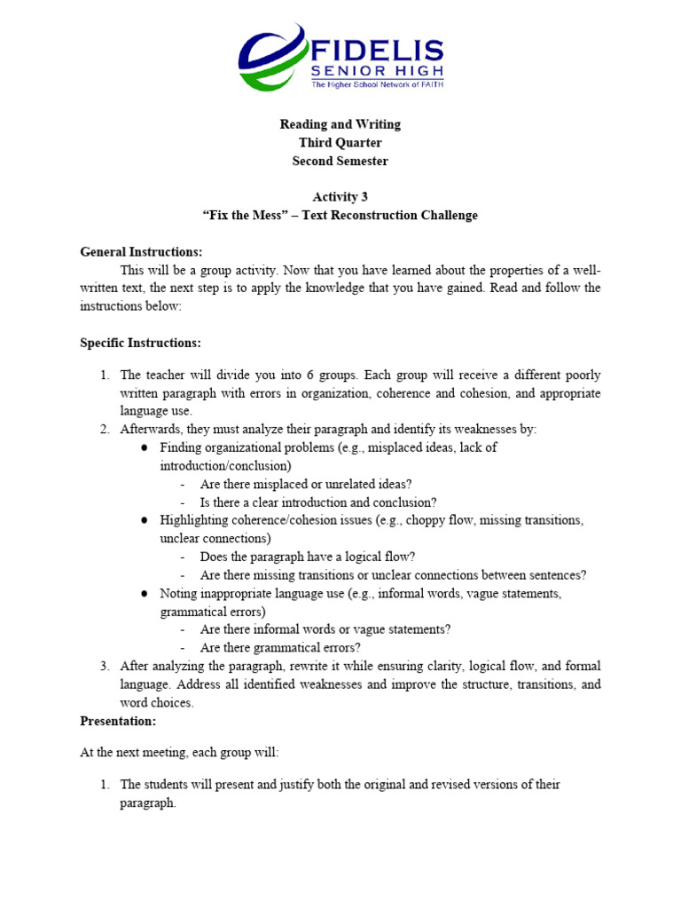 Text Reconstruction Challenge Guide | PDF | Cognitive Science ...